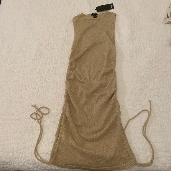 Nasty Gal | Dresses | Nwt Nasty Gal Gold Metallic Ruched Mini Beach ...
